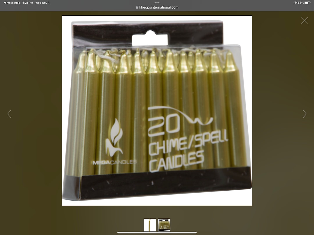 20 Pack of Gold (metallic) Chime Candles Magic or Ritual. 2 Hour ...