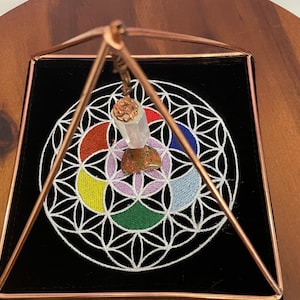 Copper Pyramid Energizer Set W/crystal Point & Velvet Mat Pure Copper ...