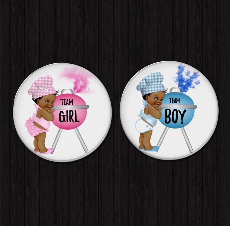 Gender Reveal pins Boy or Girl buttons african American gender | Etsy