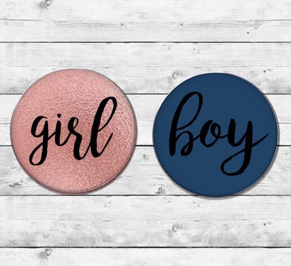 Gender Reveal pins Boy or Girl buttons he or she pins gender | Etsy