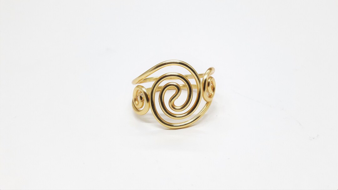 Women's Reverse Double Swirl Gold Ring, Gift for Her, Gift for ...