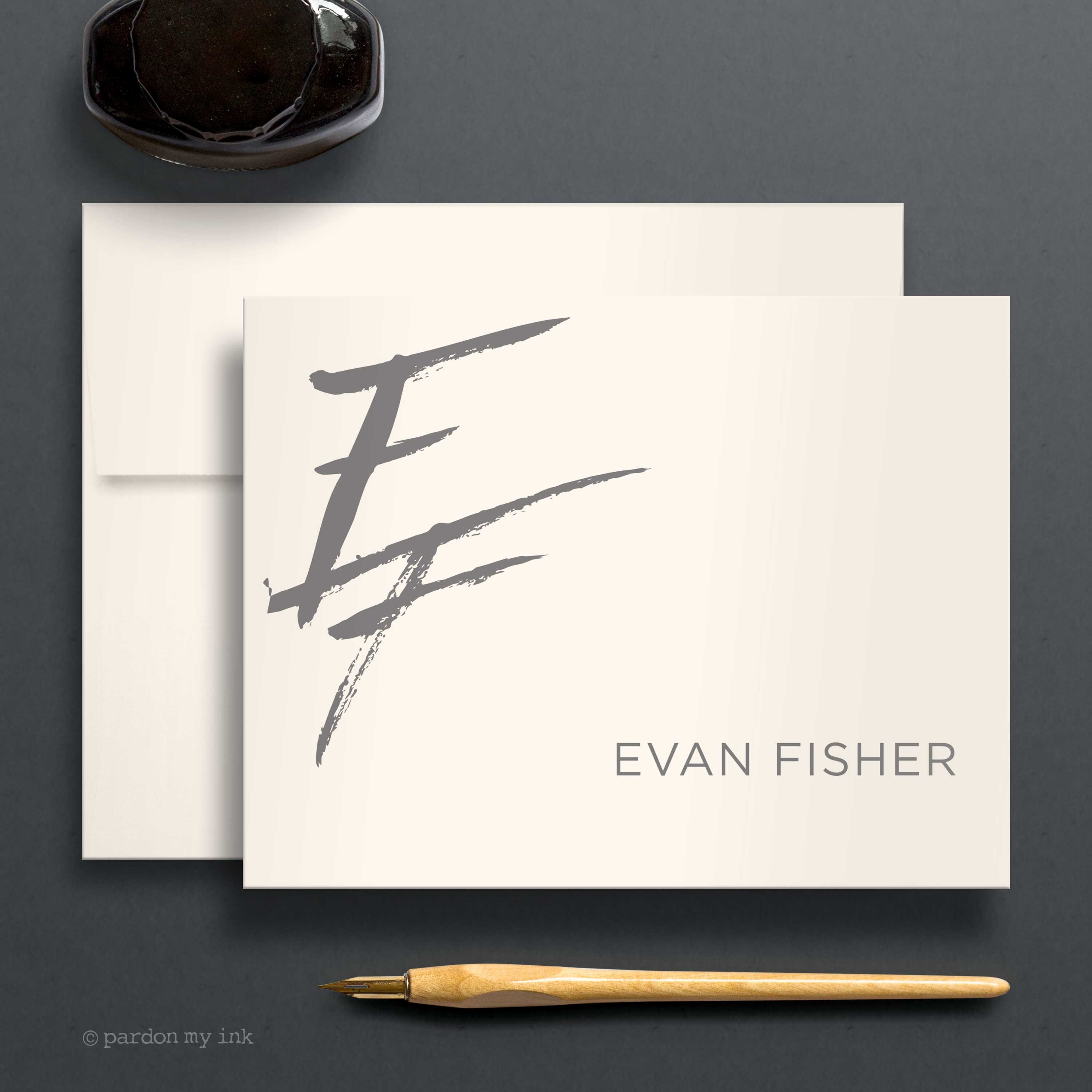 Modern Monogrammed Stationary, Personalized Folded Notecards and ...