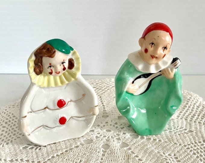 One Vintage Small Porcelain Pierrot Harlequin Clown, Tea Bag, Spoon ...
