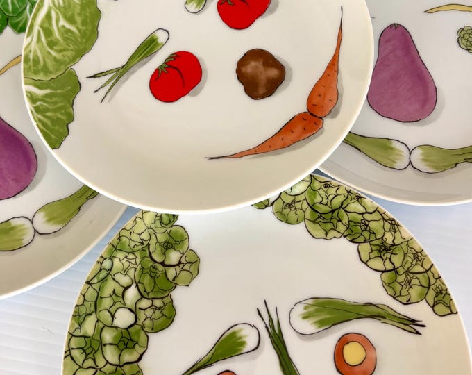 Vegetable Face Salad Plates (set X5) Franci Artist, Made in Japan 7.5in ...