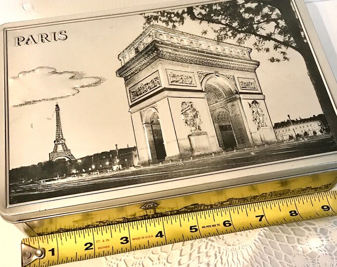 Vintage Large Silver Candy Tin Depicting Paris - Made in Germany ...