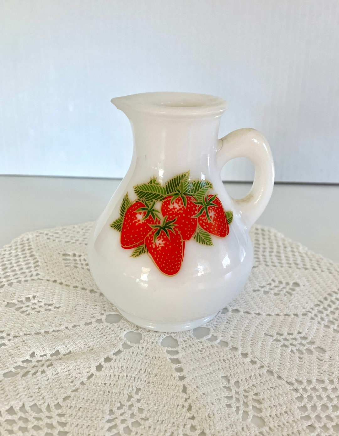 Vintage Avon strawberries and Cream Milk Glass Perfume Bottle White ...
