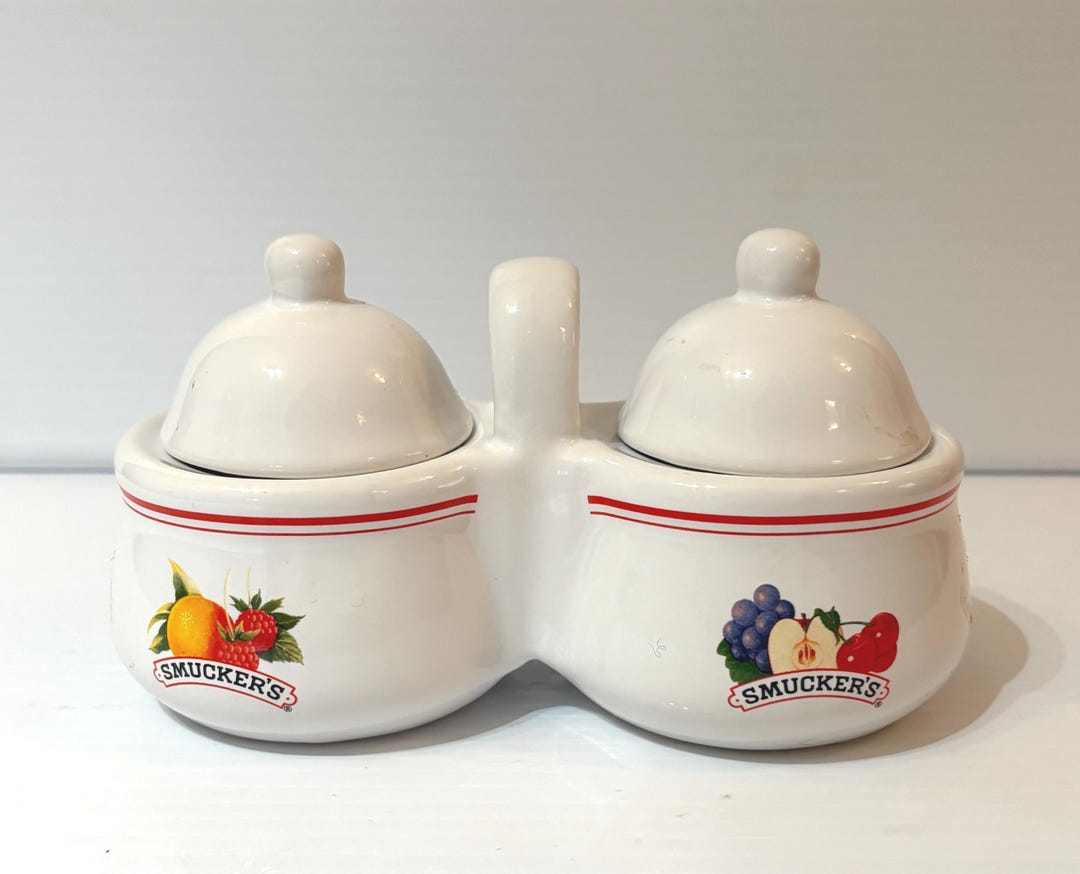 Vintage "smuckers" Ceramic Double Jam or Jelly Server Set With Lids - Etsy