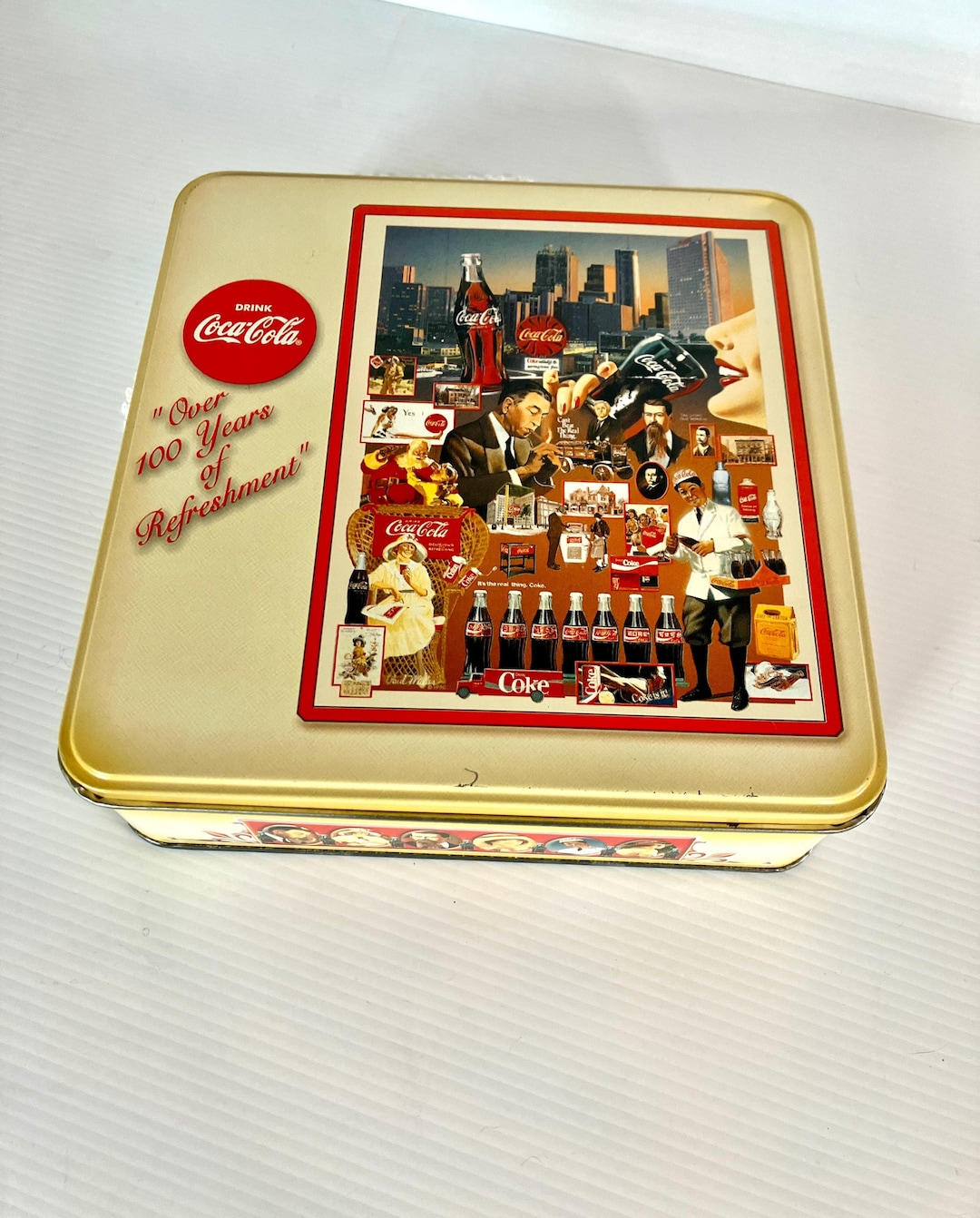 Vintage 1999 Coca Cola Square Tin - Bristol Ware Victorian Motif - Etsy