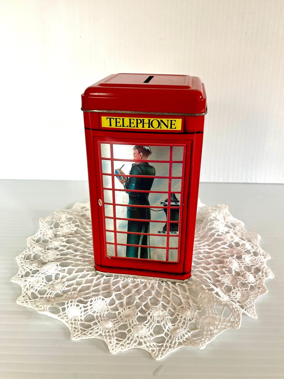 Vintage Telephone Booth Tin Bank/phone Box Money Tin by Ian Logan ...