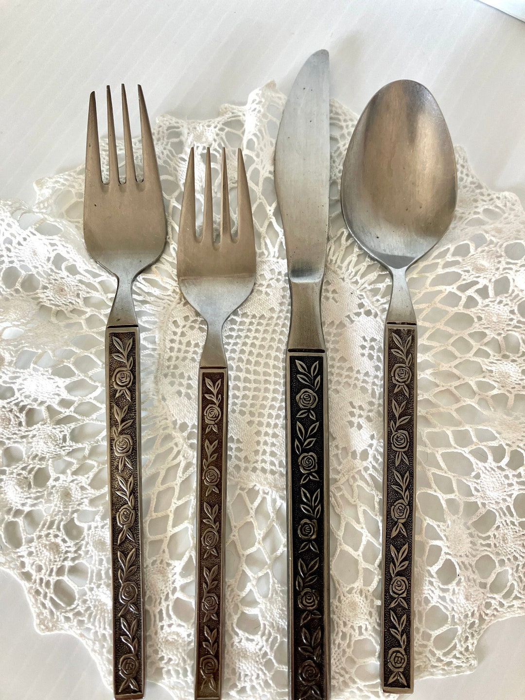 Vintage Interpur Rose Stainless Steel Flatware - Sold Individually - Etsy