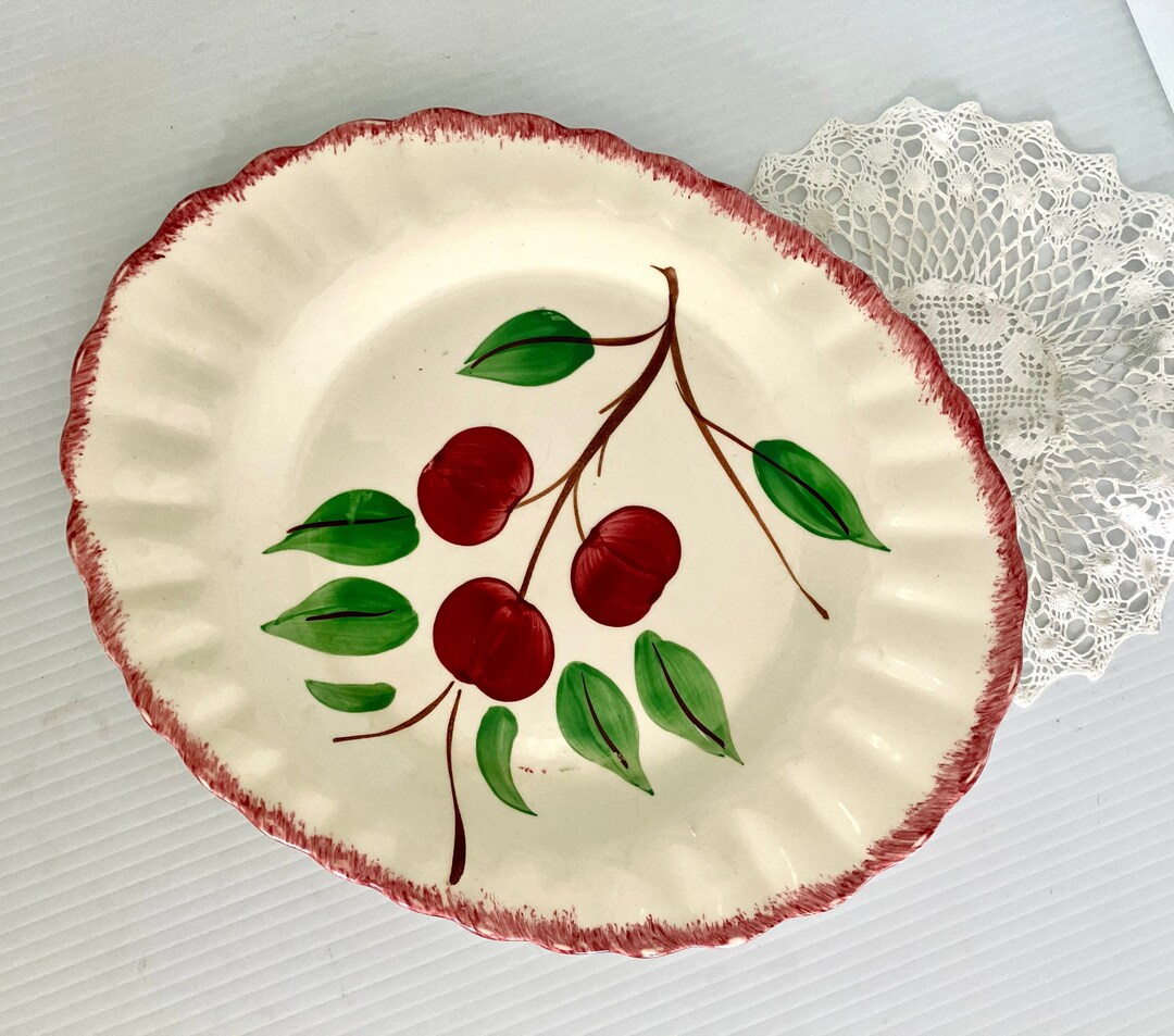 Vintage Blue Ridge Southern Potteries Oval Platter " Cherry Bounce" Red ...