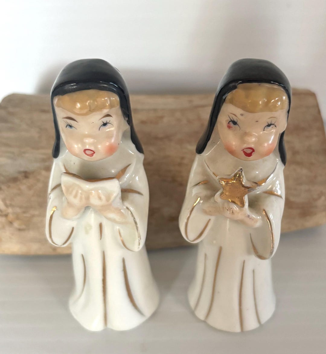 Vintage (set X 2) Inarco Porcelain Nun Figurines - Japan - 3.5in Tall ...