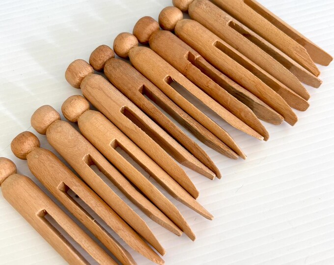 Vintage (quantity 11) Hard Wood Clothes Pins, Wooden /clothes Pins ...