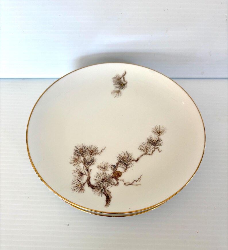 Vintage (set X 5) Sango Larchmont Brown Pine Branch Porcelain Plates ...