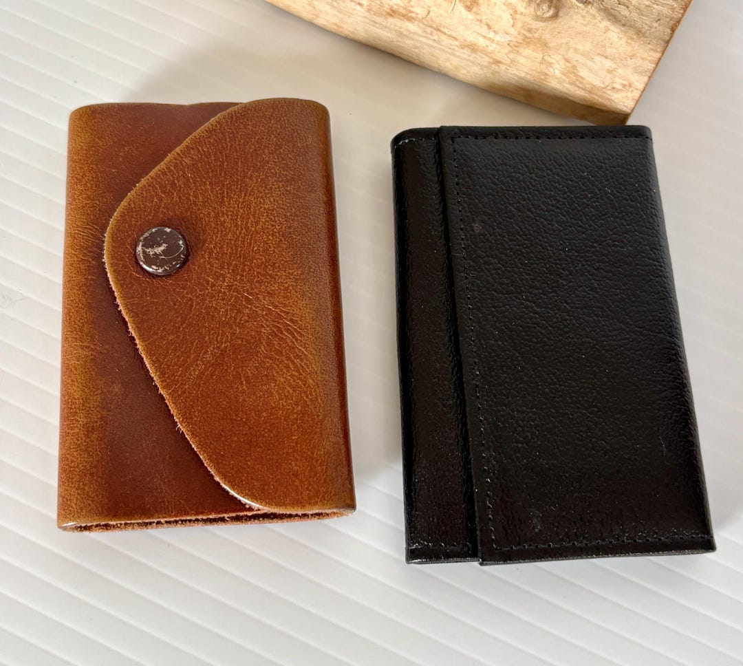 Vintage Leather Key Holder 6 Hooks - Sold Individually - Black or Brown ...