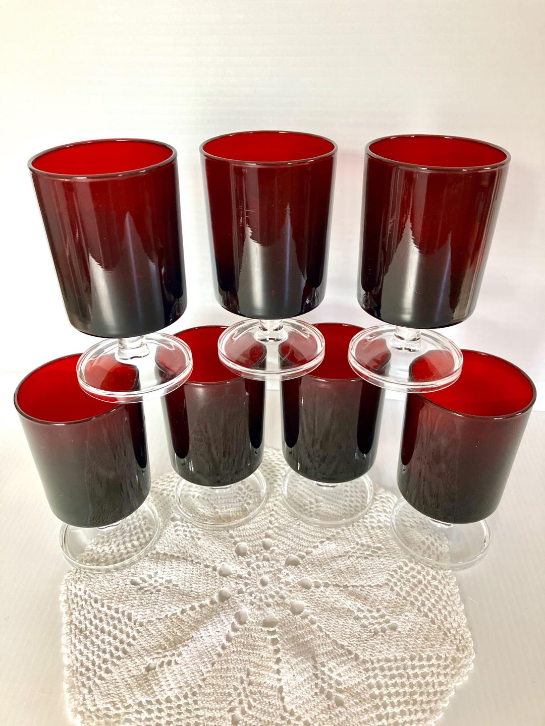 Vintage Luminarc Cavalier Ruby Wine Glasses - Set of 5 - Etsy