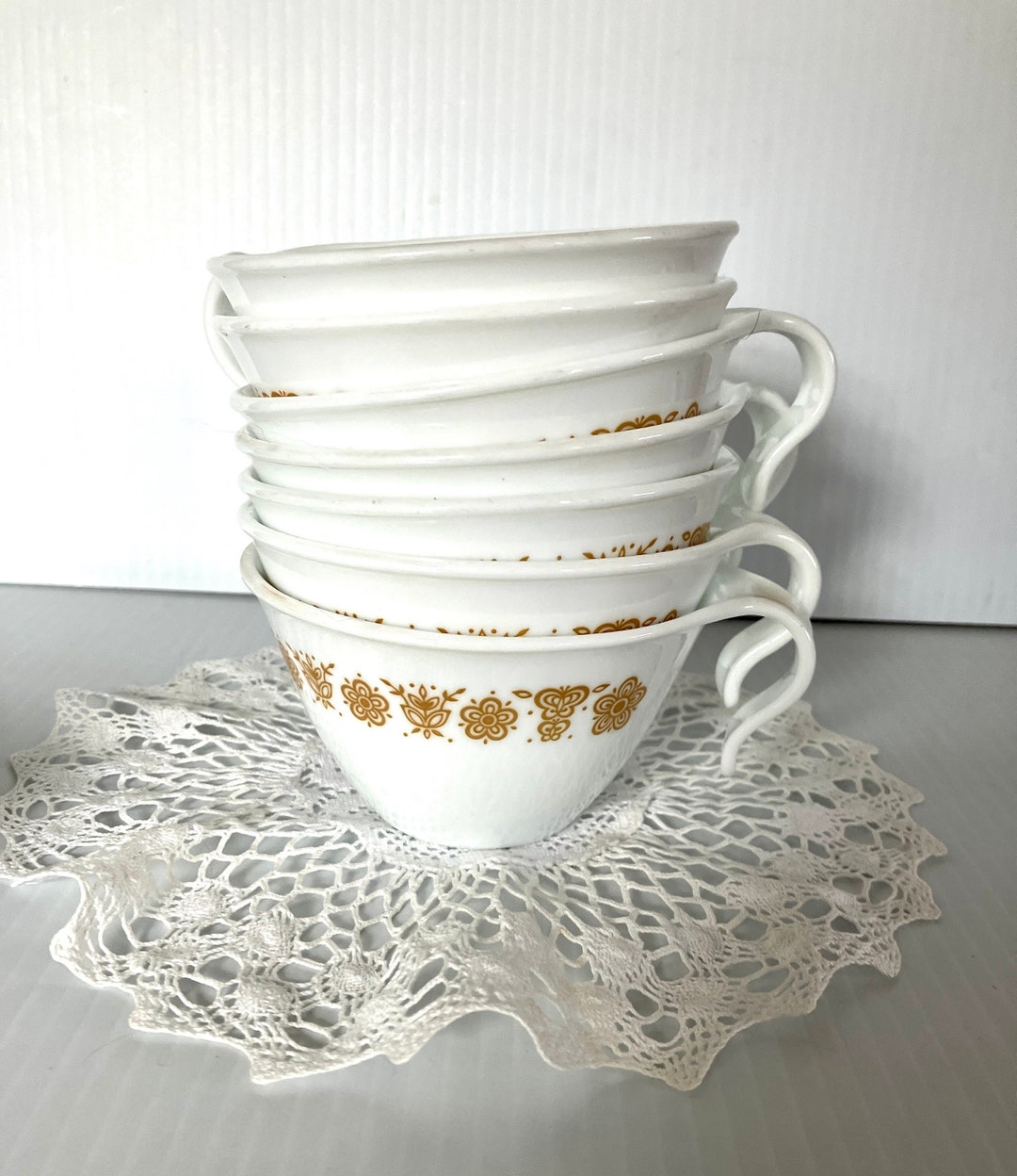 Vintage CORELLE Set of 5 Coffee/tea Cups - Flat Hook Handle - Butterfly ...