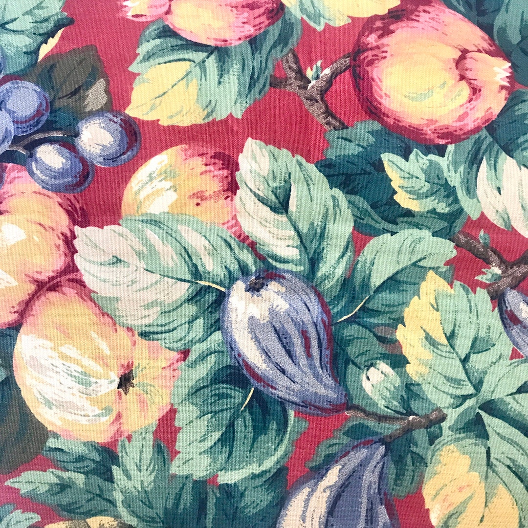 Vintage P. Kaufmann Cotton Fabric: Large Fruit Print, Soil Resistant ...