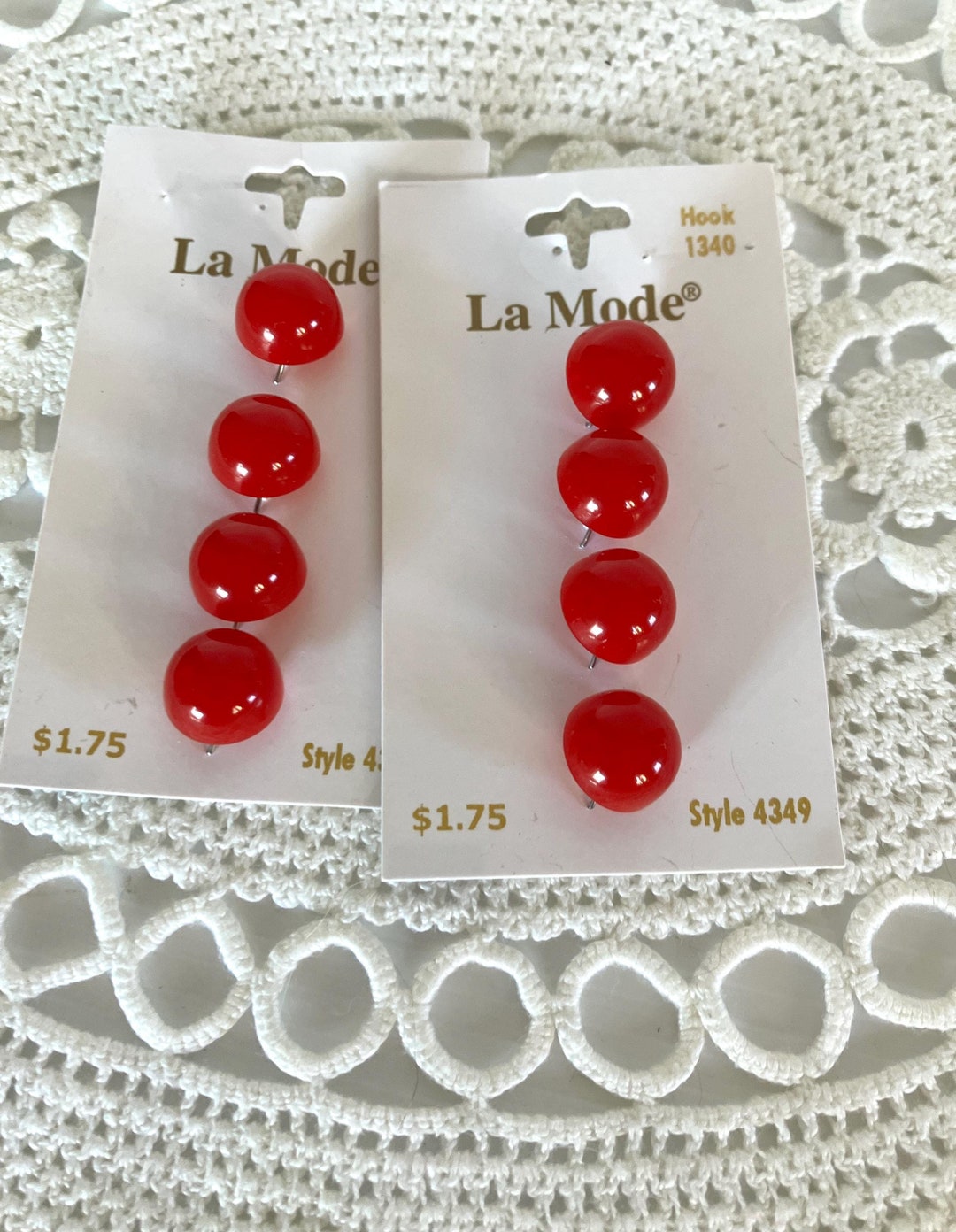 Vintage La Mode quantity 8 Red Plastic Button Loop Shank 9/16in. or ...