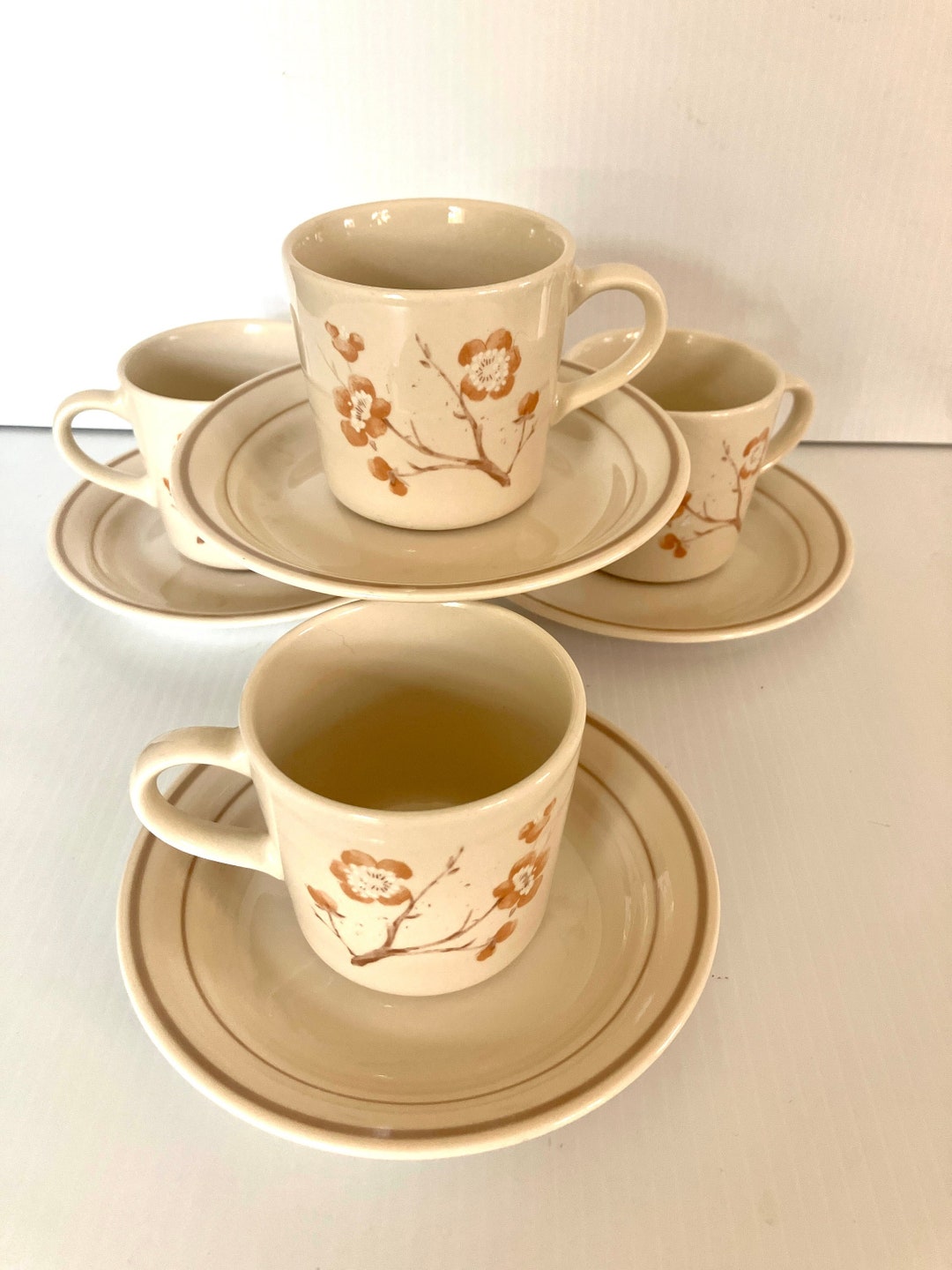Vintage (set of 4) CORELLE by Corning Cups/saucers "orange Blossom ...