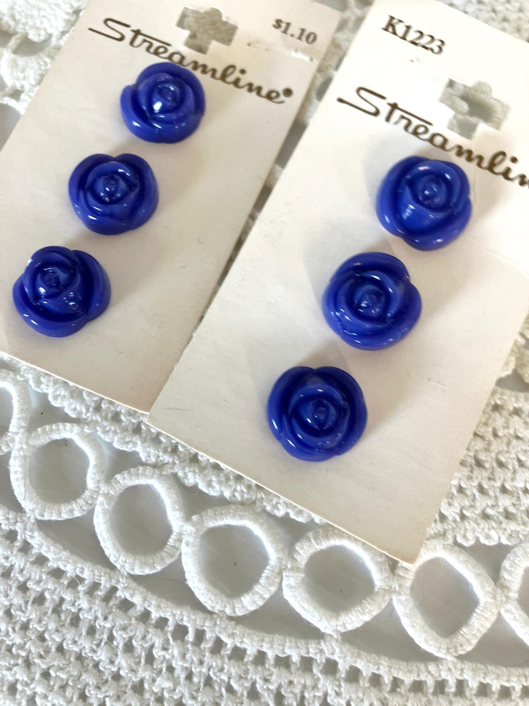 Vintage Streamline quantity 6 Vintage Purple Flower Buttons Diameter 5 ...