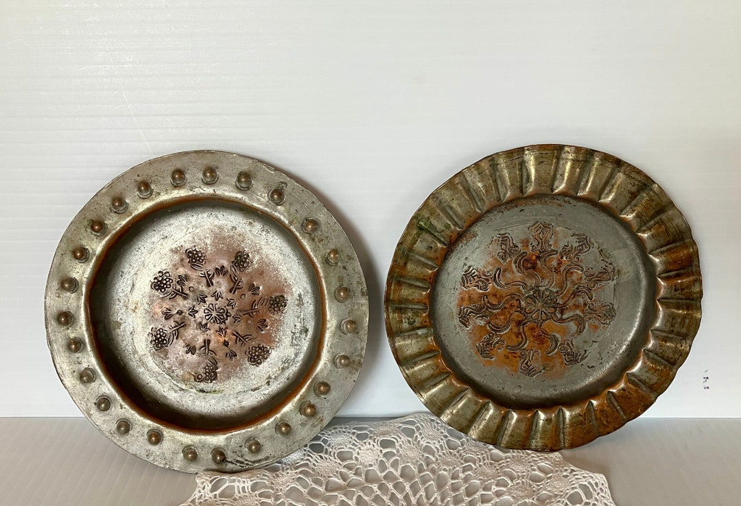 Vintage quantity 1 Egyptian Copper Mixed Metal Plate Dish Tray, Made in ...