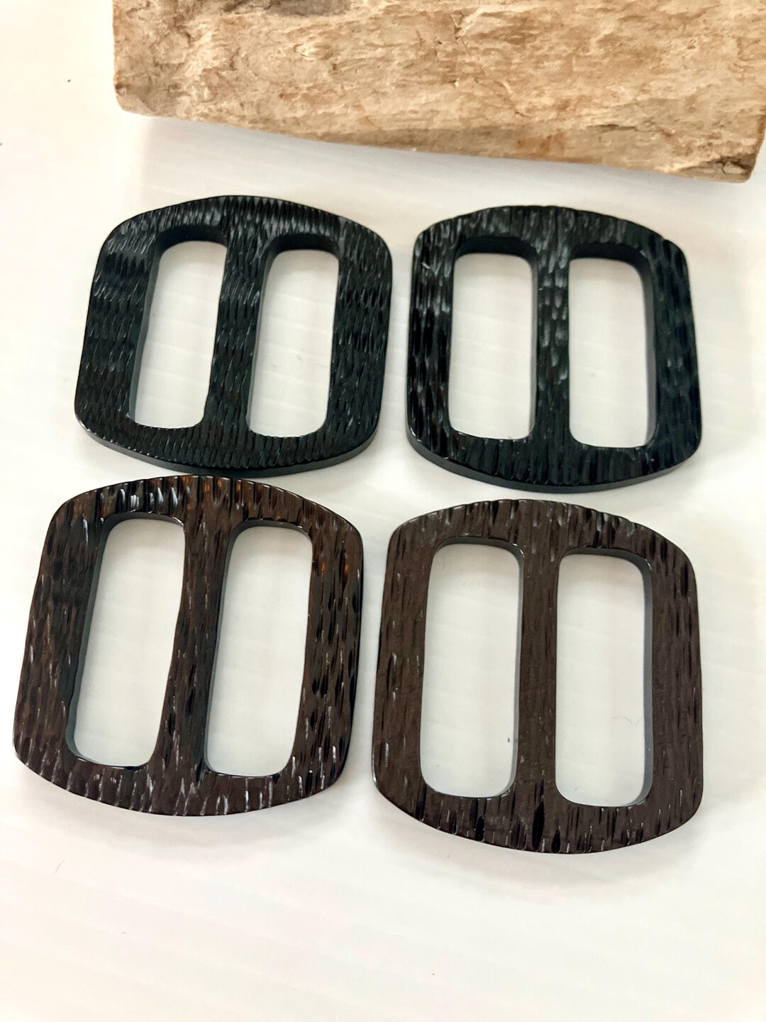 Textured Plastic Belt Slides: Black & Brown Lamode Crafting Findings - Etsy