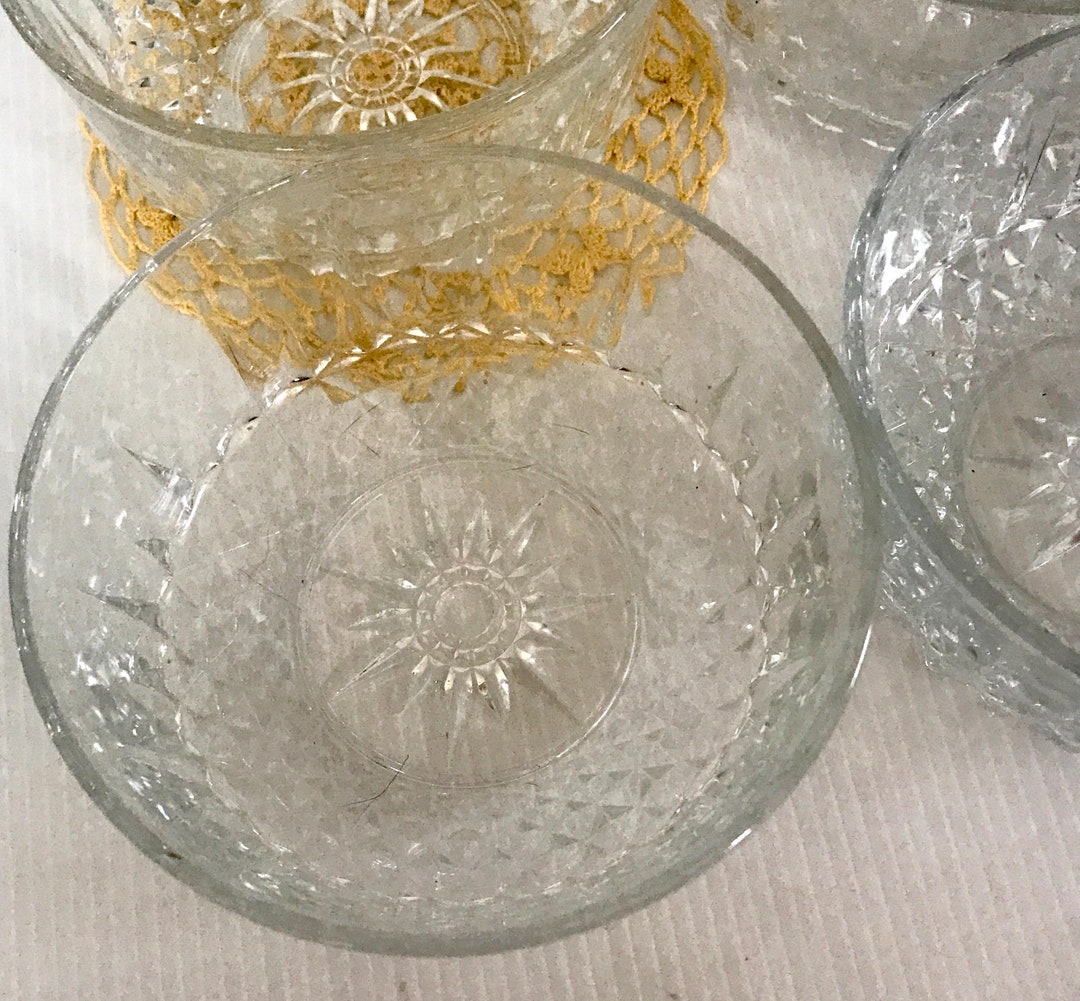 Vintage Arcoroc France Crystal Diamond Cut (set of 4) Starburst Fruit ...