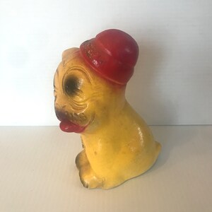 Vintage Carnival Chalkware "bonzo" the Dog Figurine Yellow Bulldog Red ...