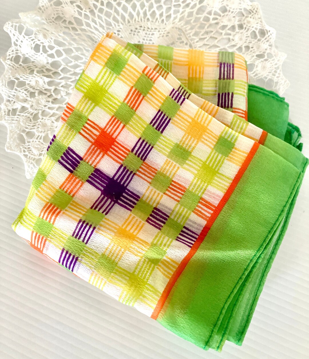 Vintage 1960's Nylon Shear Neck Scarf - Measures 20.5in X 20.5in - Etsy