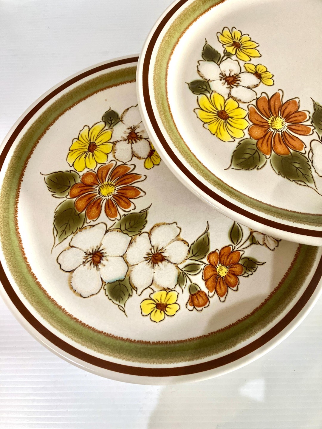 Vintage Country Mist Stoneware Dinner Plates - Boho Daisy Set of 6 - Etsy