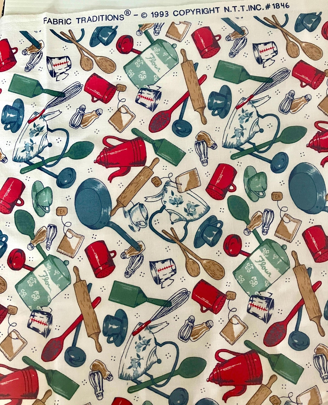 Vintage Kitchen Utensil Fabric: Unused Cotton, 42x108 In. - Etsy