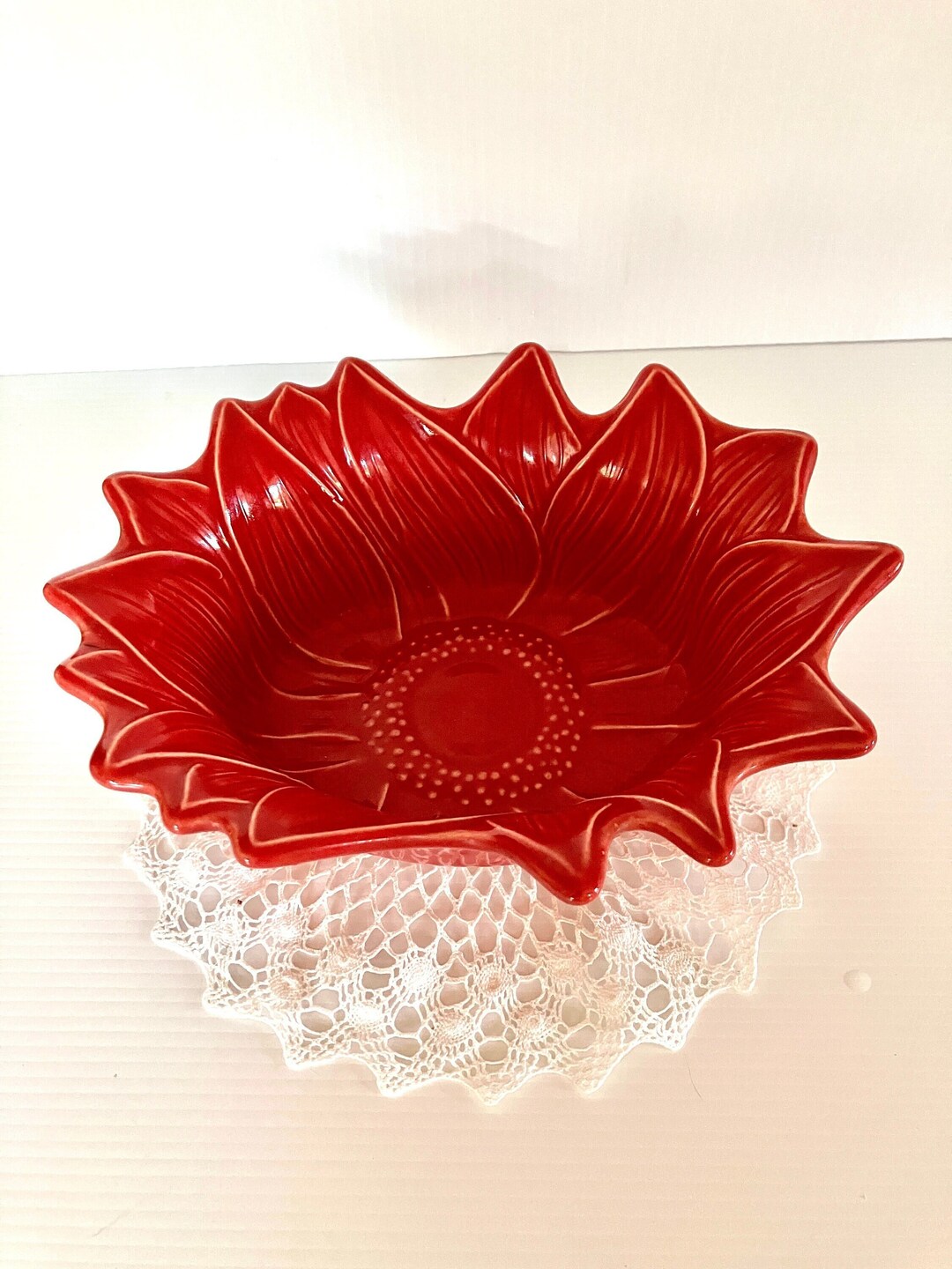 Vintage APPOLIA Red Sunflower Soufflé Dish: French Ceramic Ovenware - Etsy
