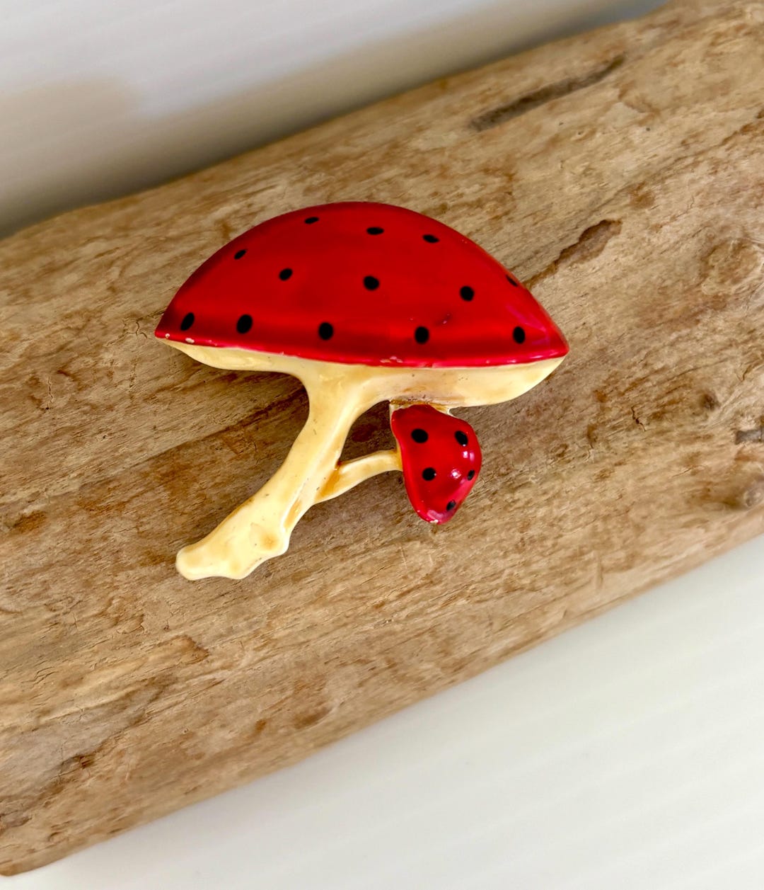 Vintage Red Mushroom Enamel Brooch/pin - 1.5in Tall - Etsy