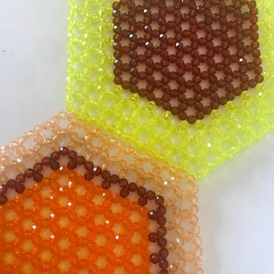 Vintage Plastic Retro Hexagon Beaded Trivet quantity 1 - Etsy