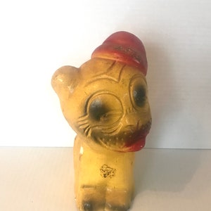 Vintage Carnival Chalkware "bonzo" the Dog Figurine Yellow Bulldog Red ...