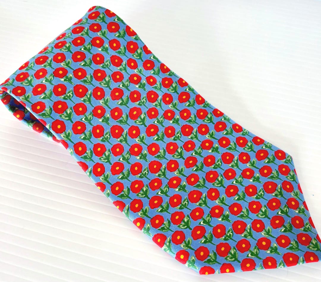 Vintage Banana Republic "tiny Red Flowers" Mens Neck Tie - Poppies ...