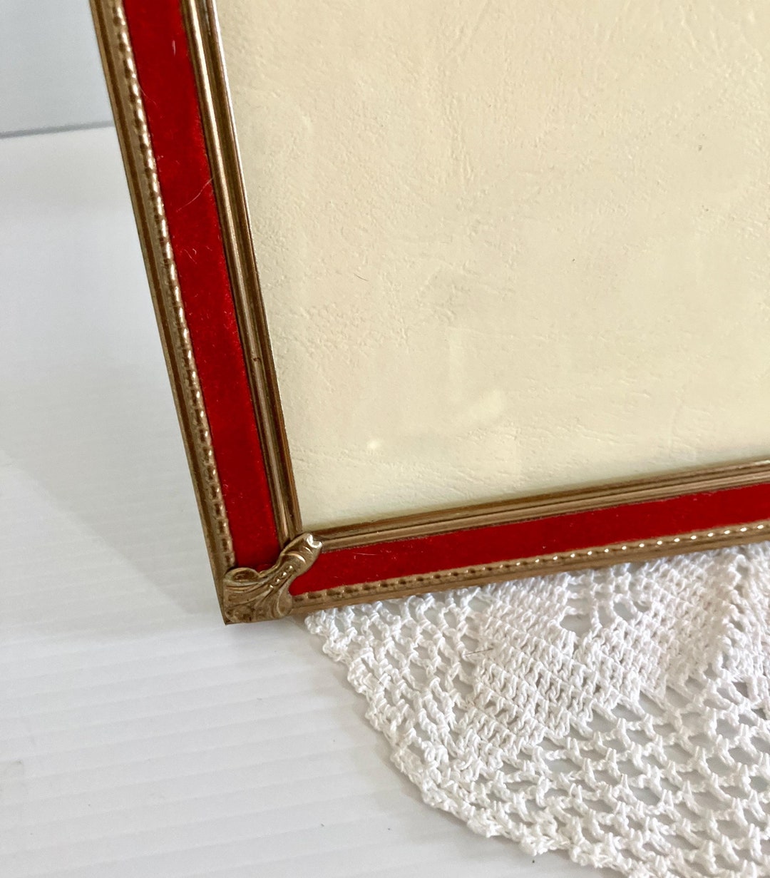 Vintage Mid Century Gold Metal/rust Fabric Insert Photo Frame With ...