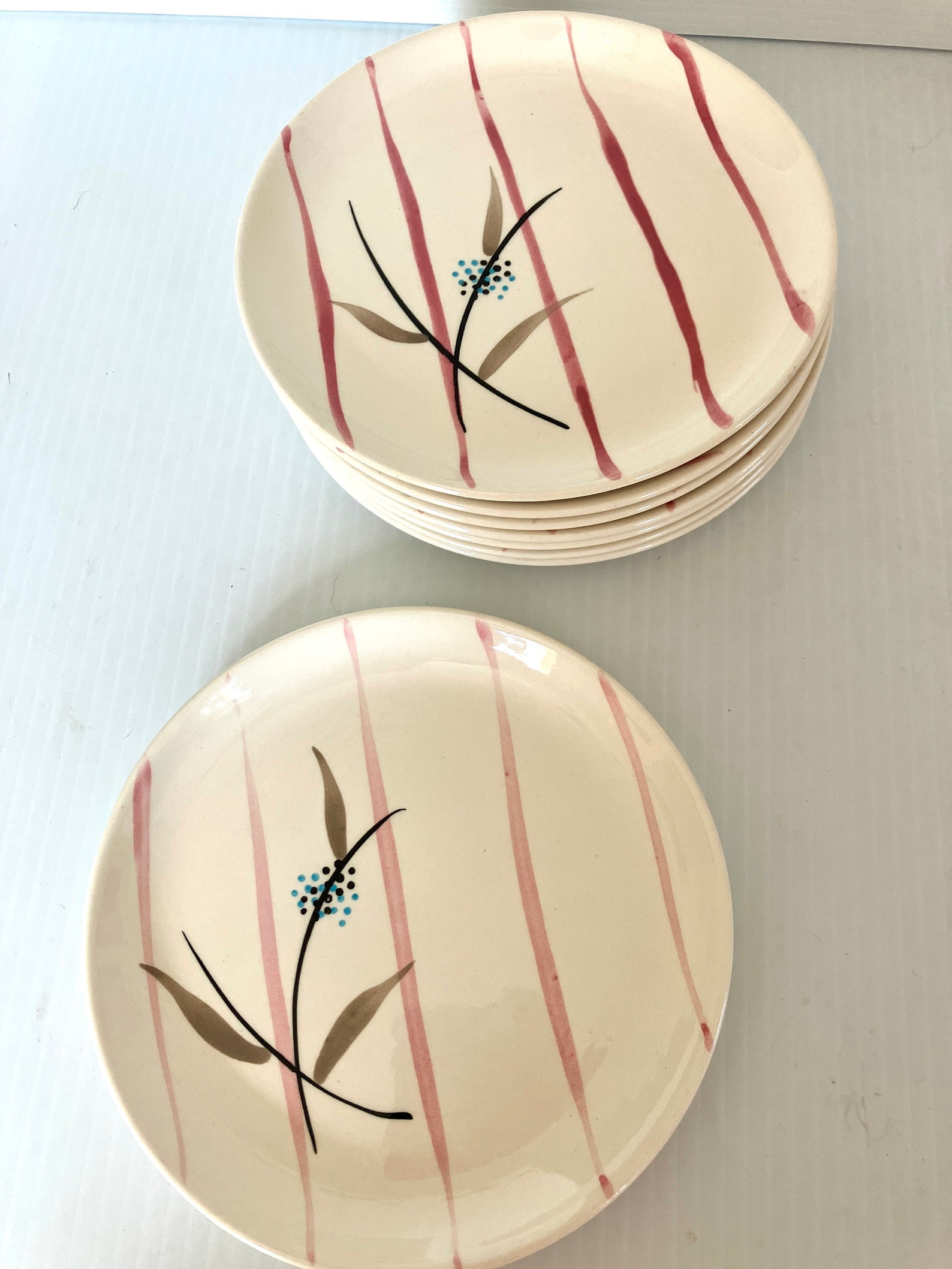 Vintage STETSON Dinnerware: Mid-century Hand-painted Plates and Bowls ...