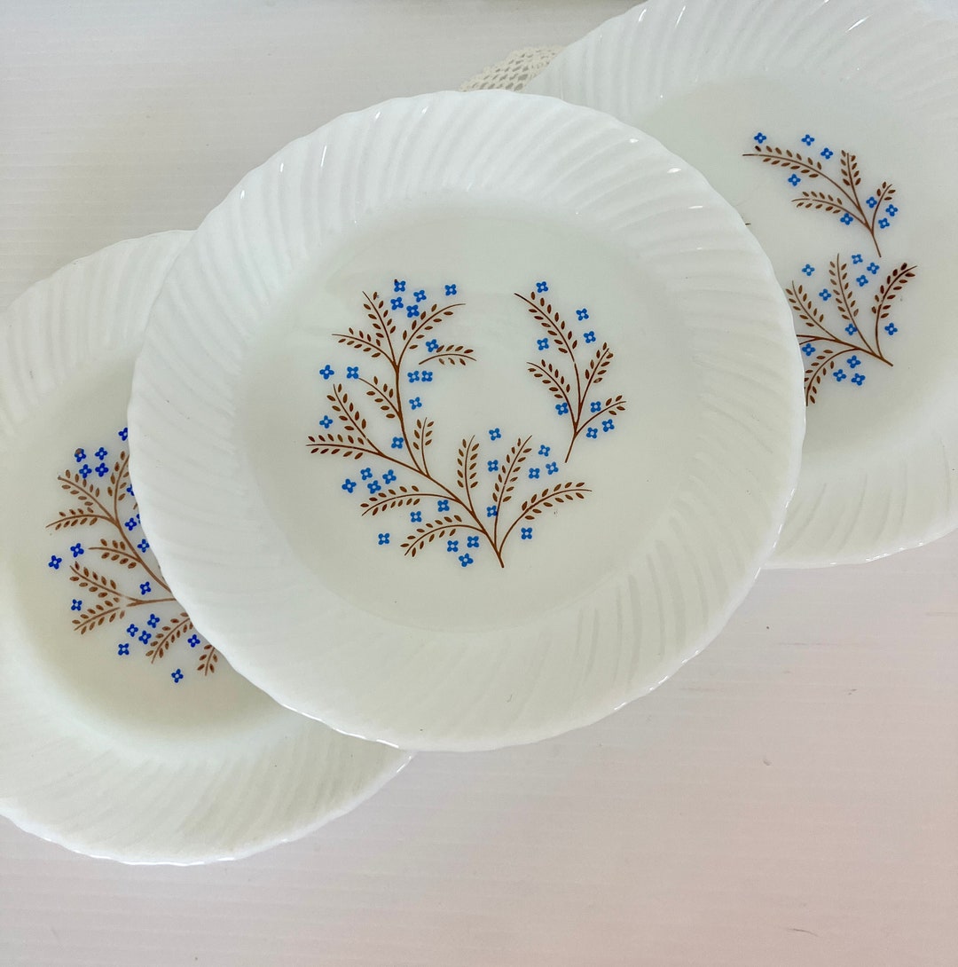 Vintage (set of 3) Termocrisa Milk Glass Floral Plates - Swirl Edge ...