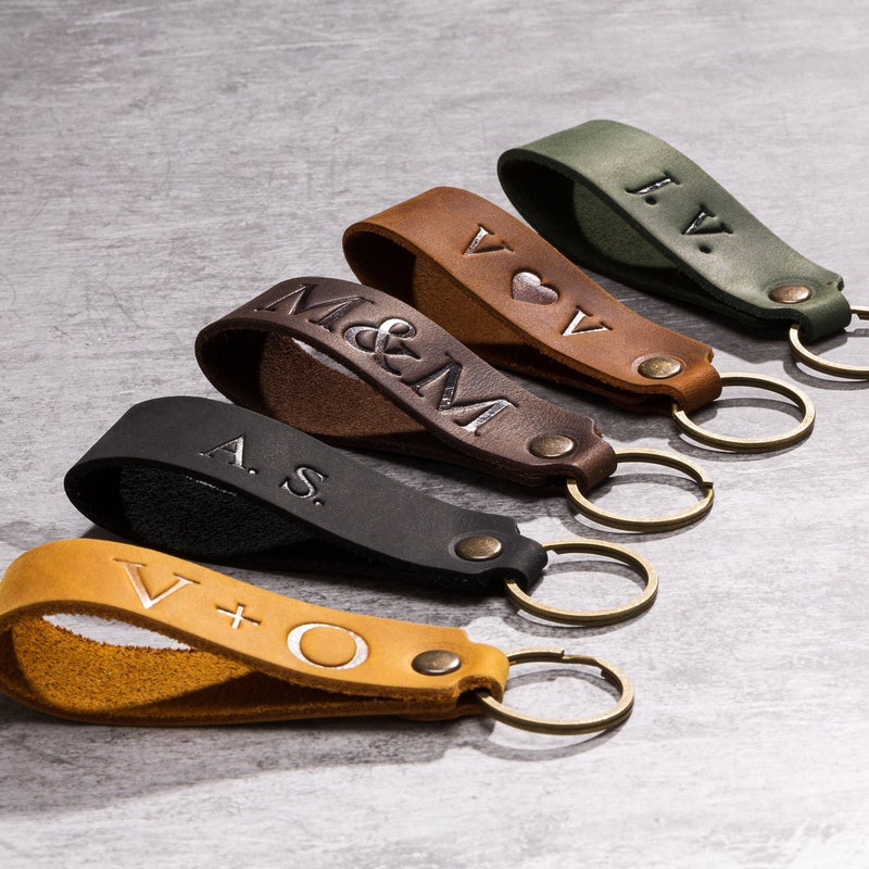 Leather Keychain - Etsy