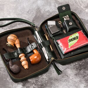 Leather Pipe Bag | Travel Tobacco Pouch for Full Smoking Set * Smokers ...