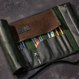 Art Supplies Roll up | Leather Pencil & Brush Case | Personalized ...