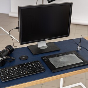 Navy Leather Desk Mat Extra Thick 4mm Large Writing Pad Desk Blotter ...