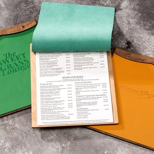 Menu board e copertina in pelle personalizzata + logo ristorante ...