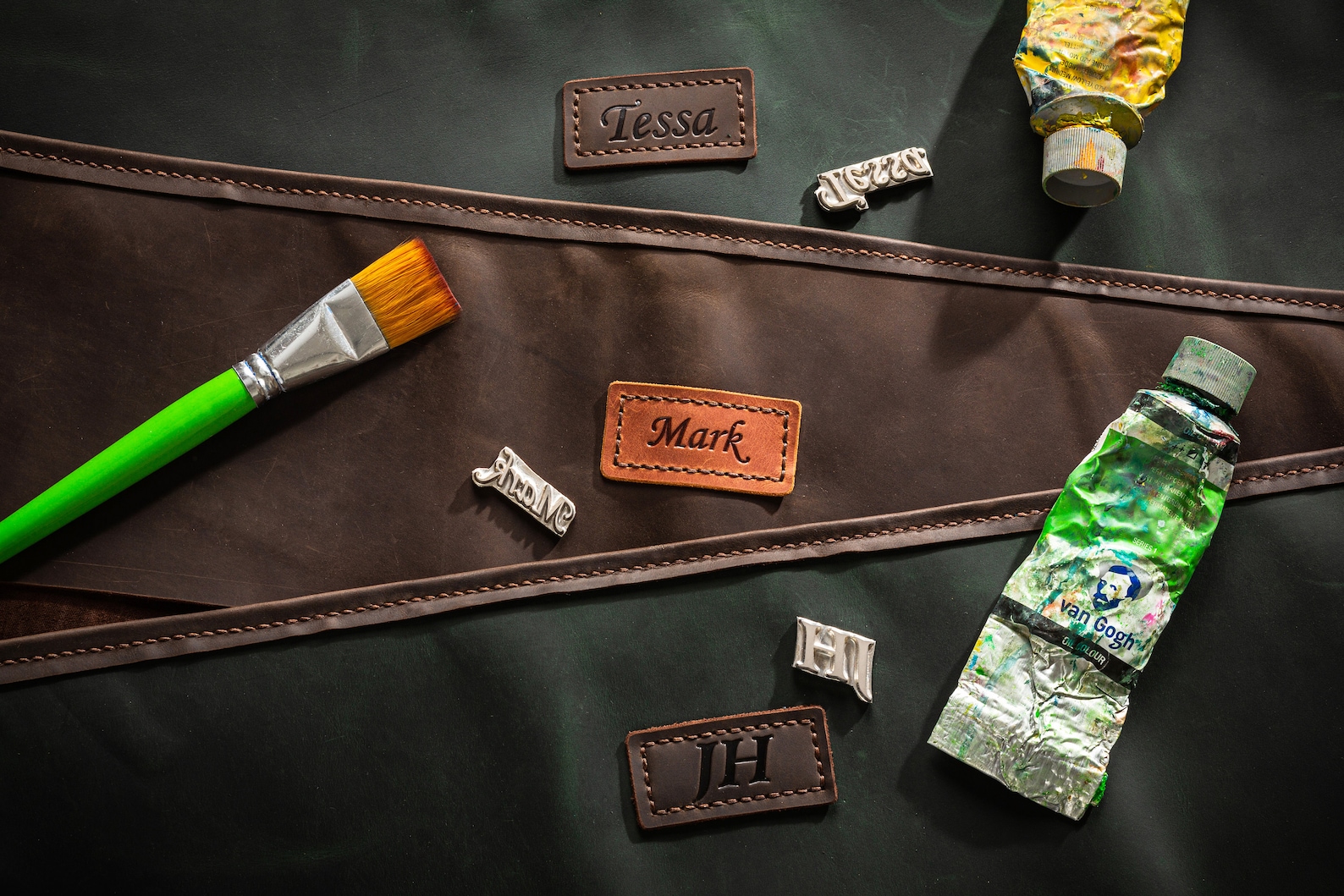 Large Leather Brush Roll up Professional Artist Roll | Etsy