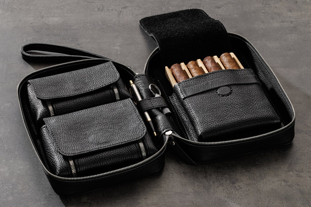 Engraved Leather Cigars Traveling Case | Travel Cigar Case for ...