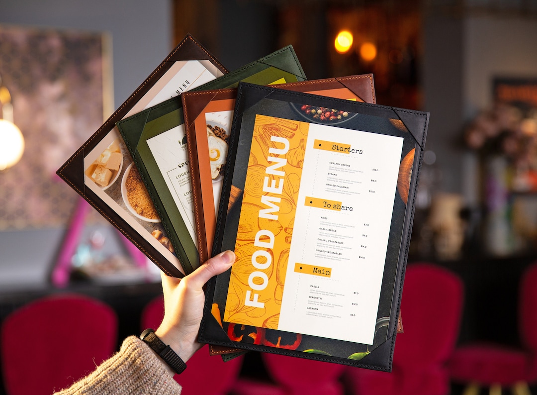 Single Leatherette Menu Holders for 8_5 X 11 In, Leather Menu Board for ...