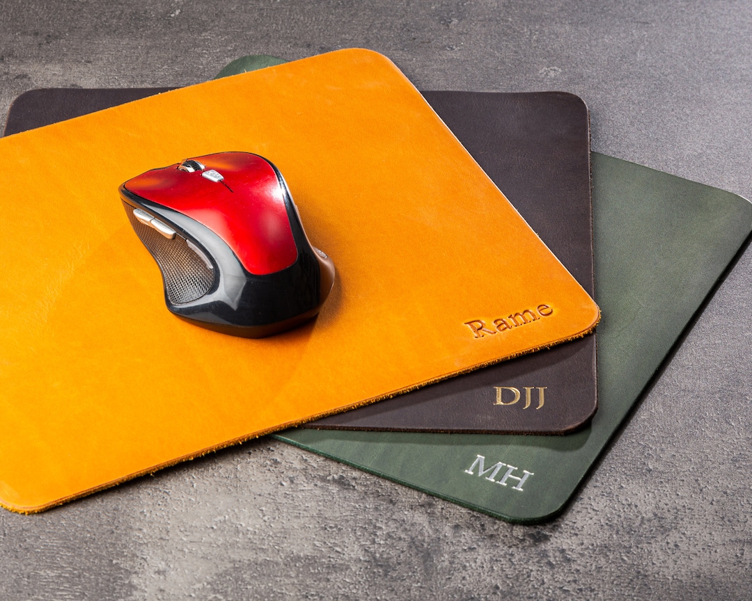Personalized Leather Mouse Pad Custom Desk Mat With Logo Brown Green ...