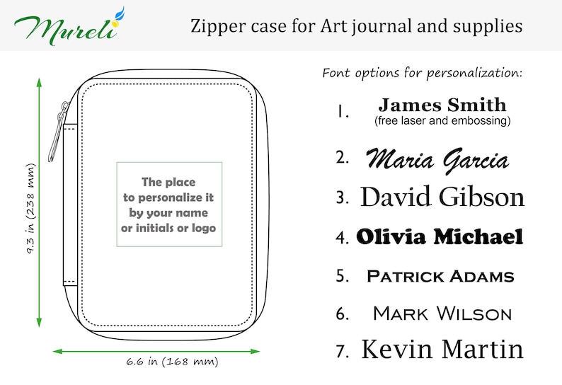 Leather Sketchbook Zipper Case | Personalized Art Journal Bag A5 ...
